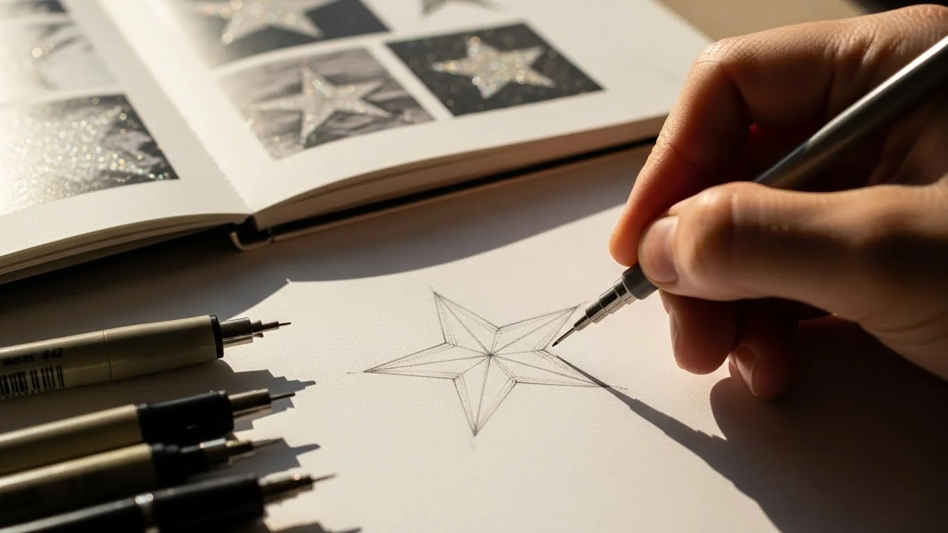 How to Draw a Sparkling Holiday Star Tattoo That Shines - tattoolevel.com